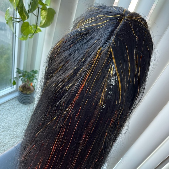 Dolls Kill | Accessories | Gold Black Tinsel Metallic Hair Wig ...